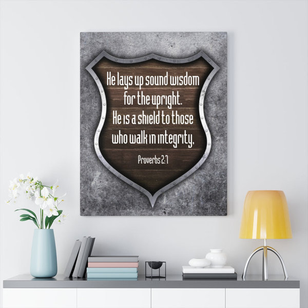 Blue Elephant Walk In Integrity Proverbs 2:7 Scripture - Wrapped Canvas Typography | Wayfair.co.uk